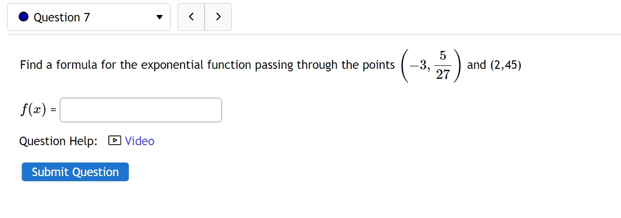 Solved Find a formula for the exponential function passing | Chegg.com