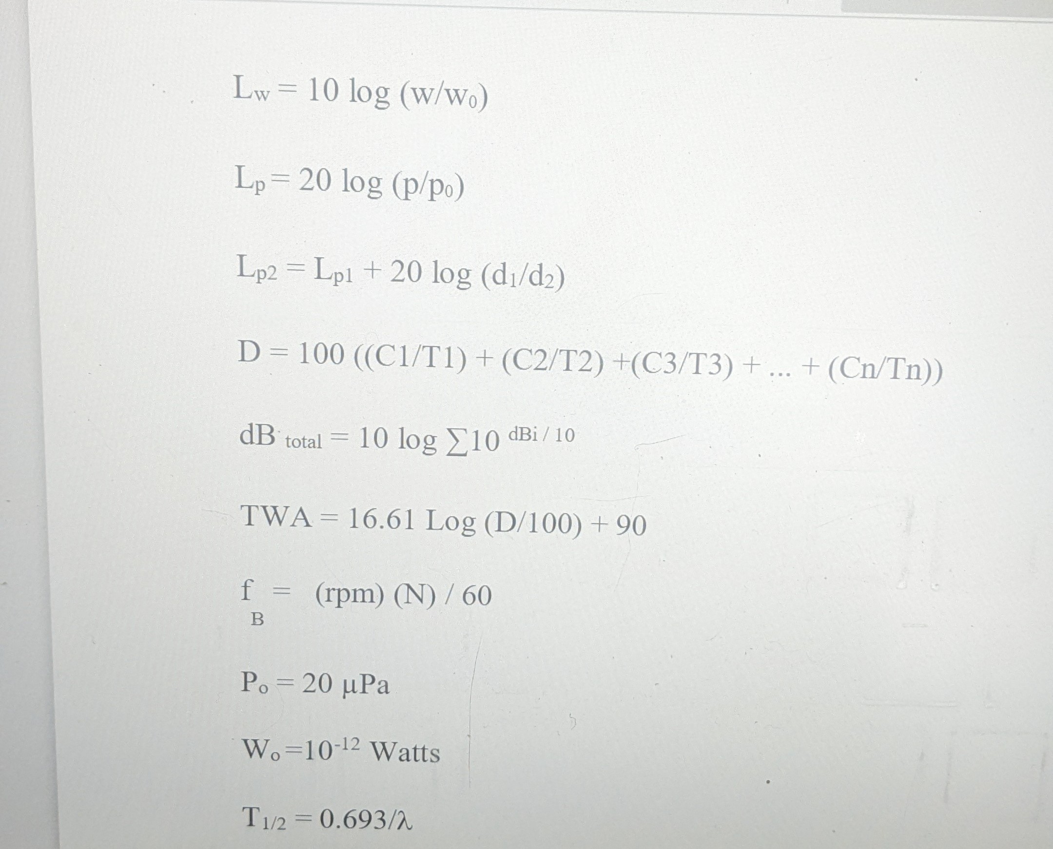Solved Lw=10log(wW0)Lp=20log(pp0)Lp2=Lp1+20log(d1d2)D=100((C | Chegg.com