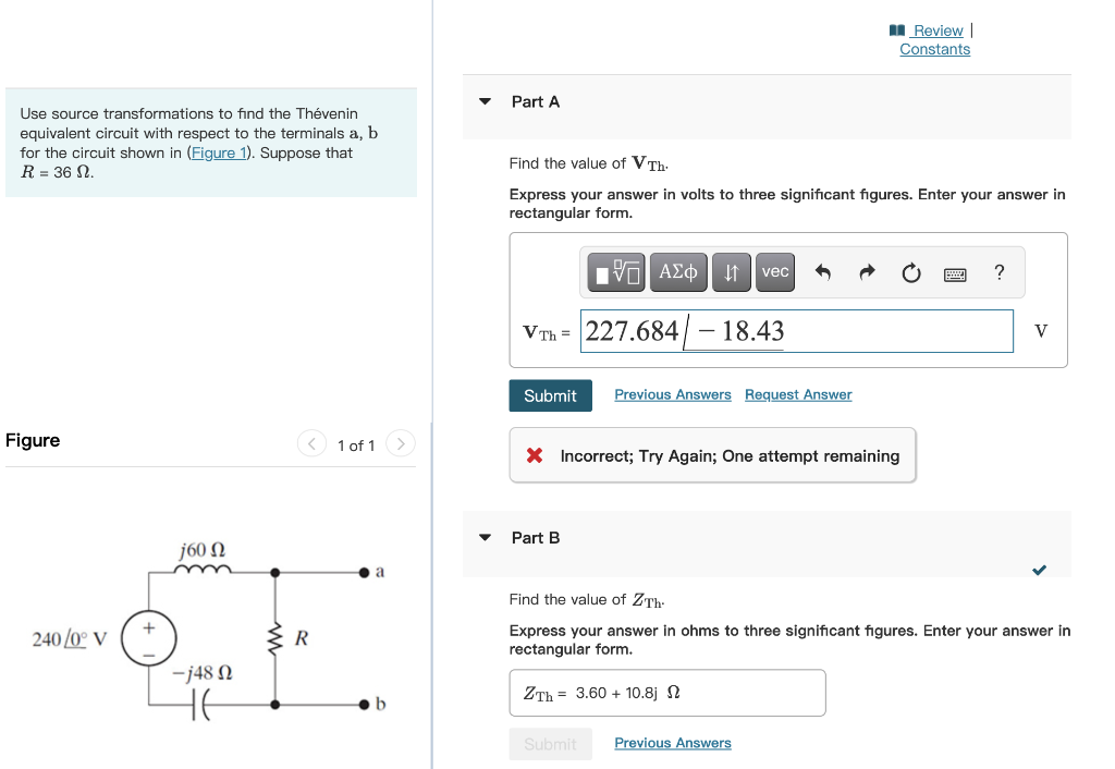 Solved Review Constants Part A Use source transformations to | Chegg.com