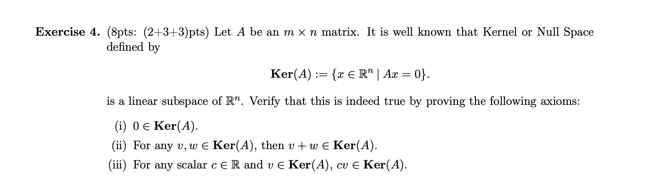 Solved Exercise 4. (8pts: (2+3+3)pts) Let A be an m x n | Chegg.com