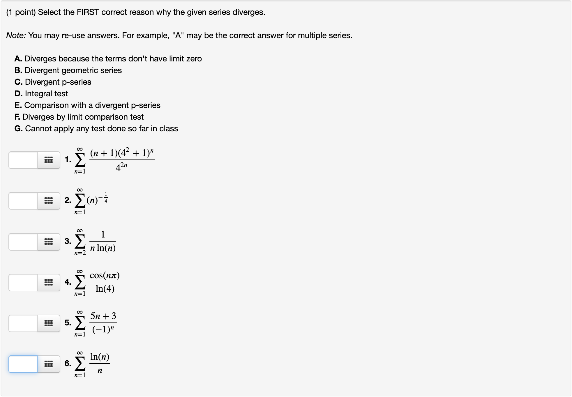 Solved (1 point) Select the FIRST correct reason why the | Chegg.com