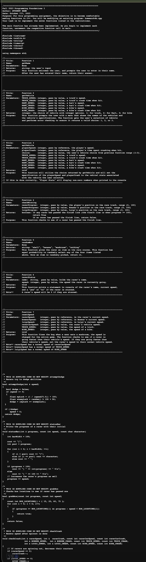 Solved Int Choice Getvehicle Truck Speed Truck Crash Chegg