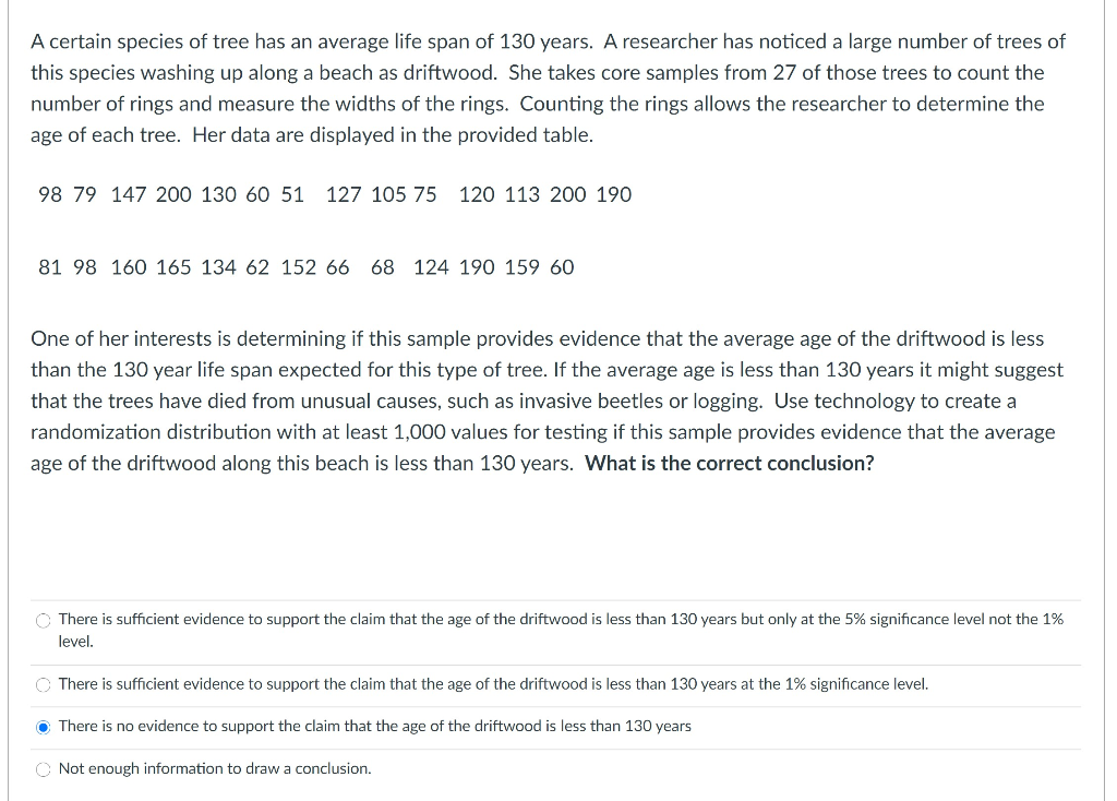 Solved A certain species of tree has an average life span of | Chegg.com