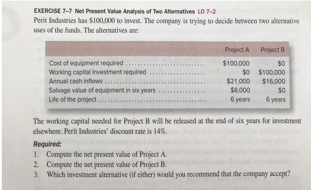 Solved EXERCISE 7-7 Net Present Value Analysis of Two | Chegg.com