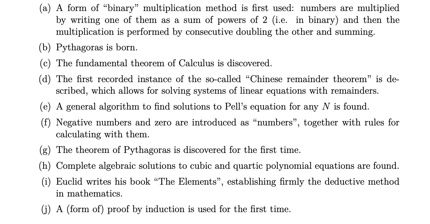 Solved List the dates that the events happened from earliest | Chegg.com