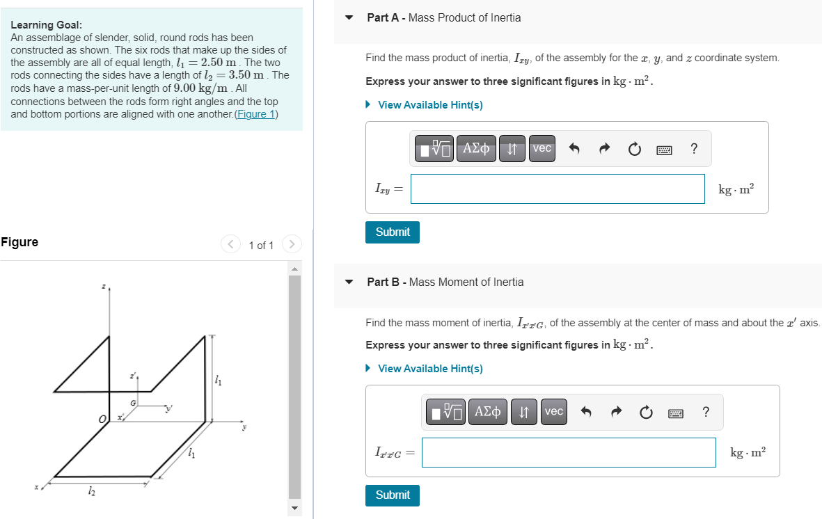 Solved Learning Goal: Part A - Mass Product of Inertia An | Chegg.com