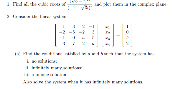 Solved Find all the cubic roots of ( √ 3 − i) 10 (−1 + √ 3i) | Chegg.com