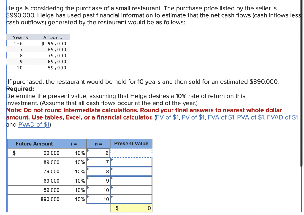 Solved Helga is considering the purchase of a small | Chegg.com