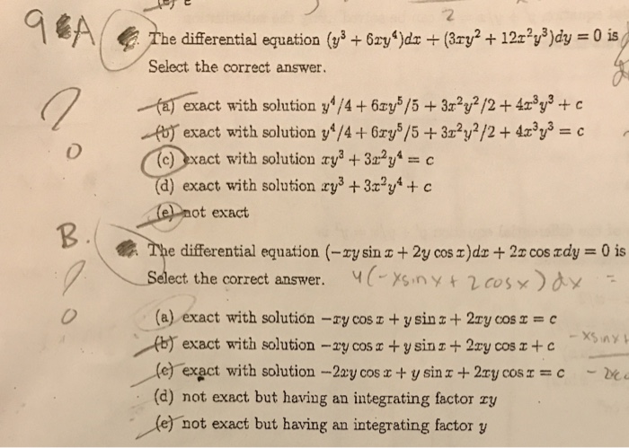 Solved The Differential Equation Y 3 6xy 4 Dx 3xy 2