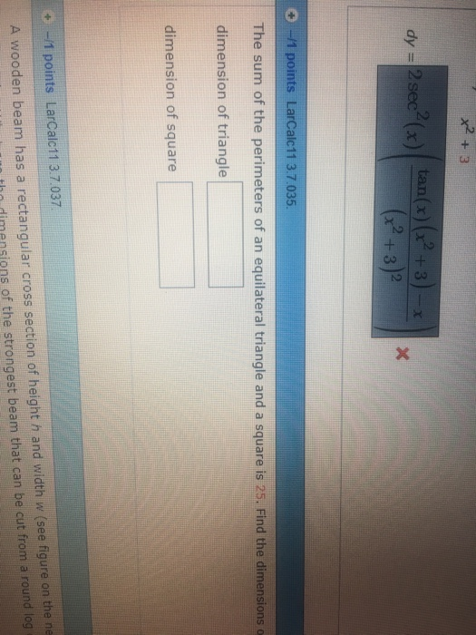 Solved x2 + 3 dy-2sec(x) -1 points LarCalc11 3.7.035 The sum | Chegg.com Solved x2 + 3 dy-2sec(x) -1 points LarCalc11 3.7.035 The sum | Chegg.com