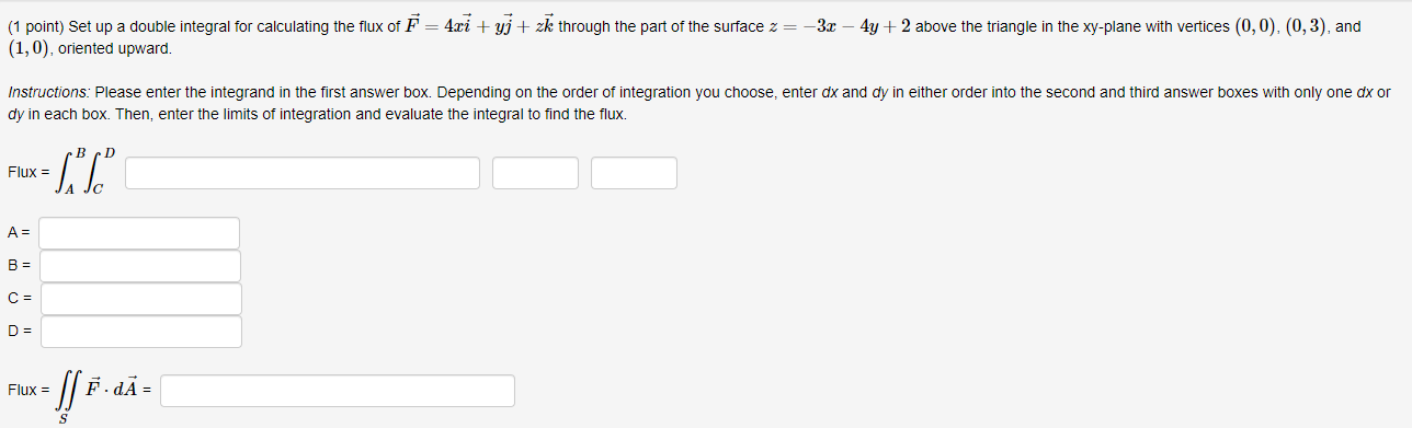 Solved (1 point) Set up a double integral for calculating | Chegg.com