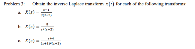 Solved Problem 3: Obtain the inverse Laplace transform x(t) | Chegg.com