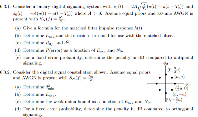 Solved 3.1. Consider a binary digital signaling system with | Chegg.com