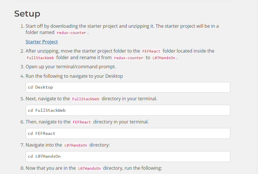 Solved Setup 1. Start off by downloading the starter project | Chegg.com