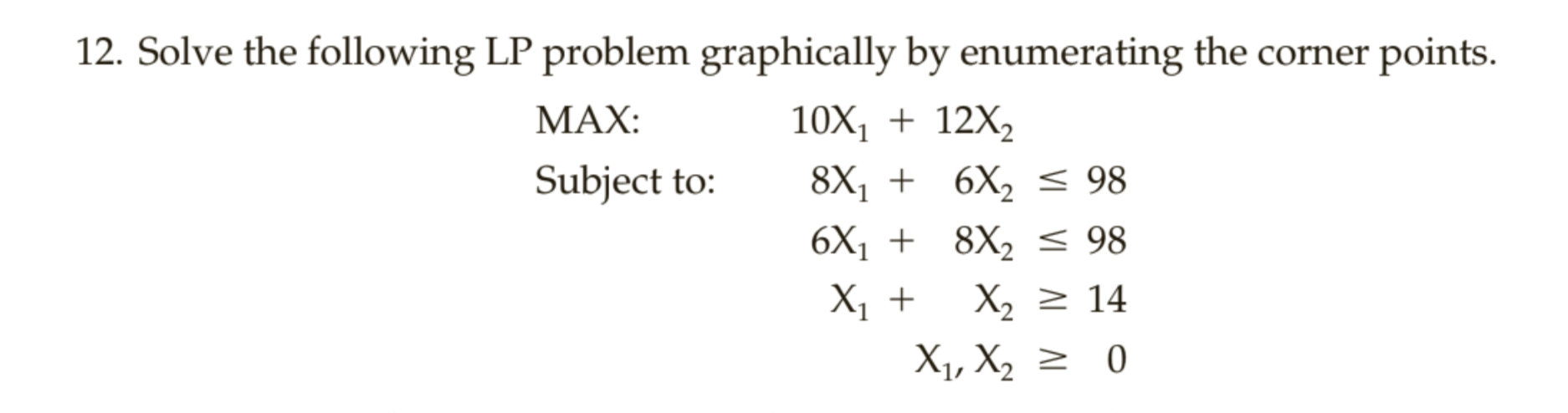 Solved 12. Solve the following LP problem graphically by | Chegg.com