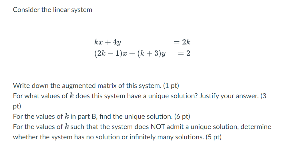 Solved Consider the linear | Chegg.com