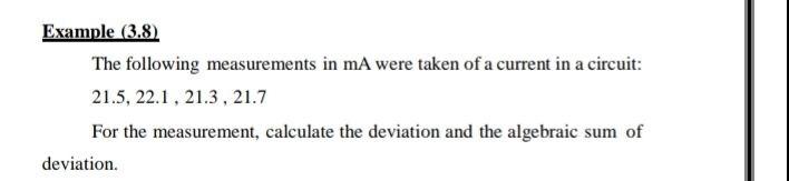 Solved Example (3.8) The following measurements in mA were | Chegg.com