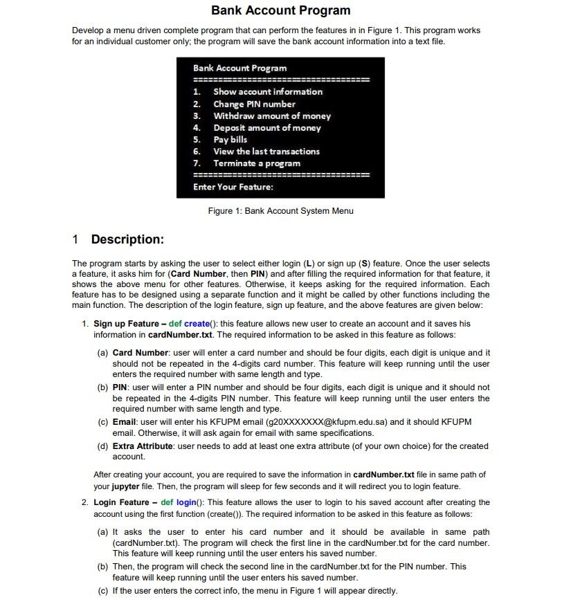 Solved Bank Account Program Develop a menu driven complete | Chegg.com Solved Bank Account Program Develop a menu driven complete | Chegg.com