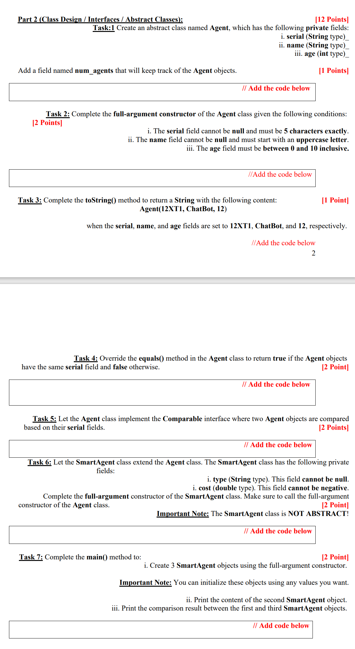 Solved Part 2 (Class Desion / Interfaces / Abstract | Chegg.com