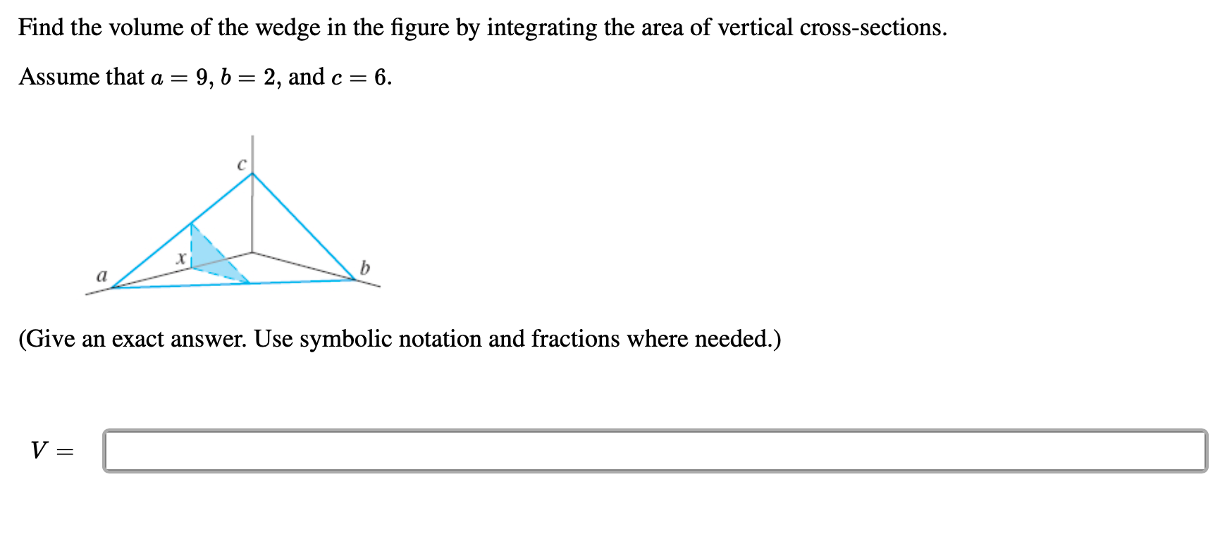 Solved Find the volume of the wedge in the figure by | Chegg.com