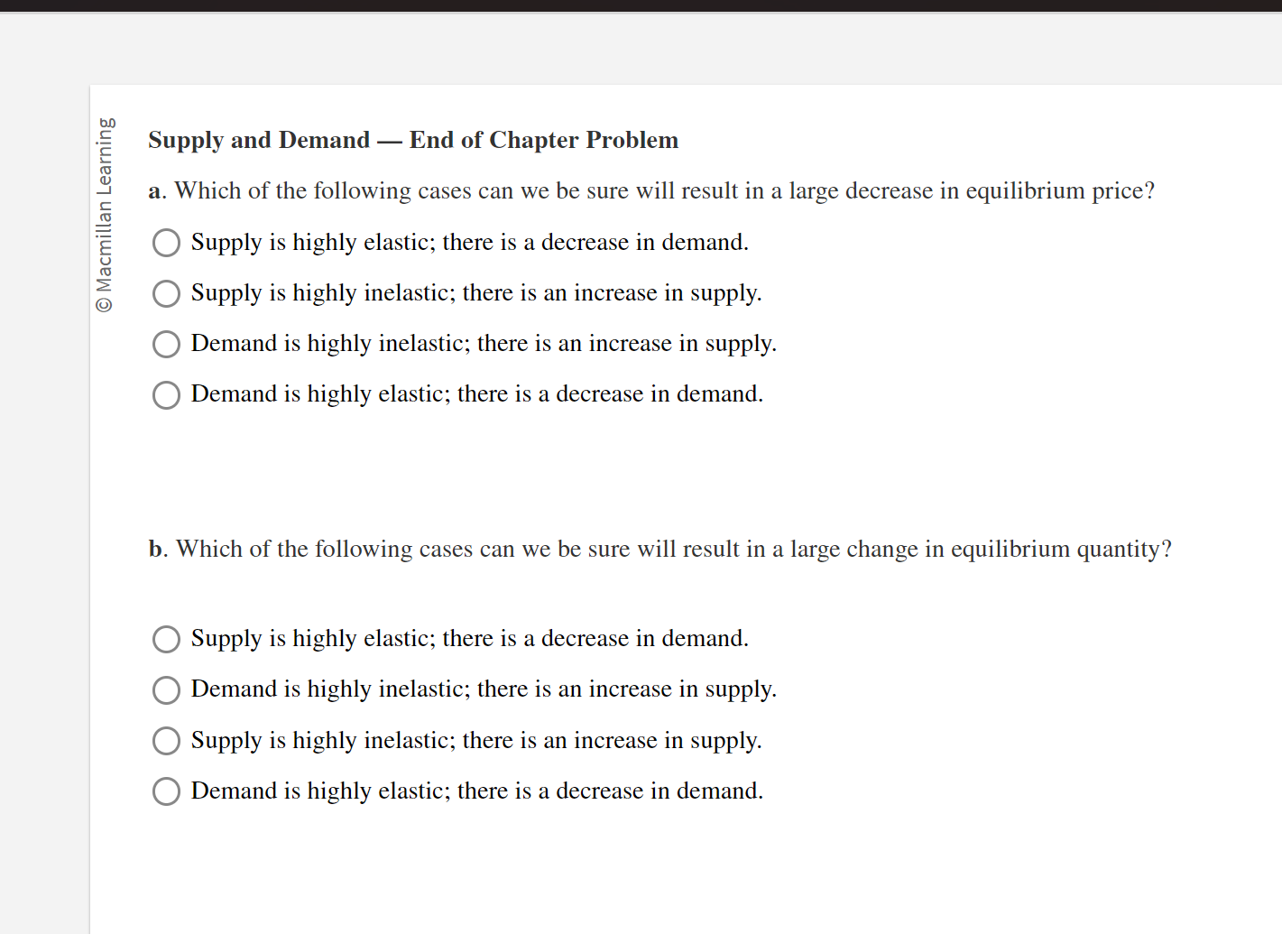Solved Supply and Demand - End of Chapter Problem a. Which | Chegg.com