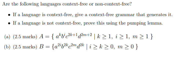 Solved Are the following languages context-free or | Chegg.com