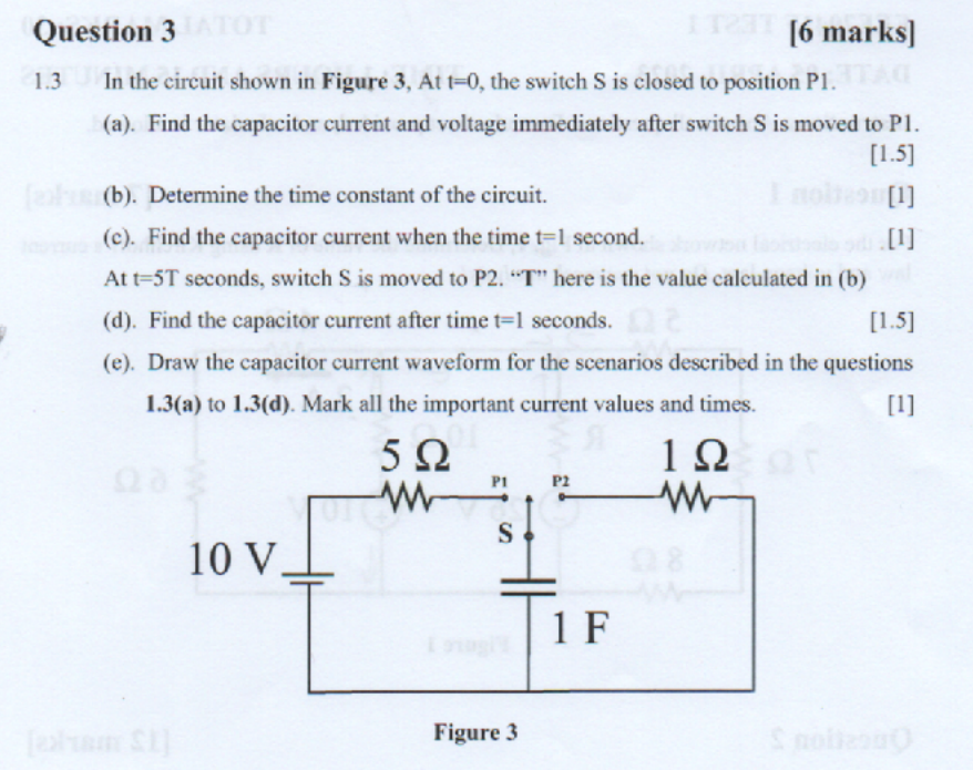 Solved 3 In the circuit shown in Figure 3 , At t=0, the | Chegg.com