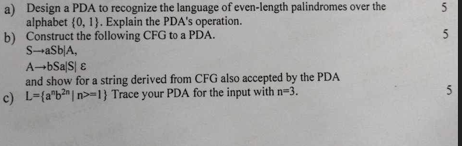 Solved a{0,1}. ﻿Explain the PDA's | Chegg.com