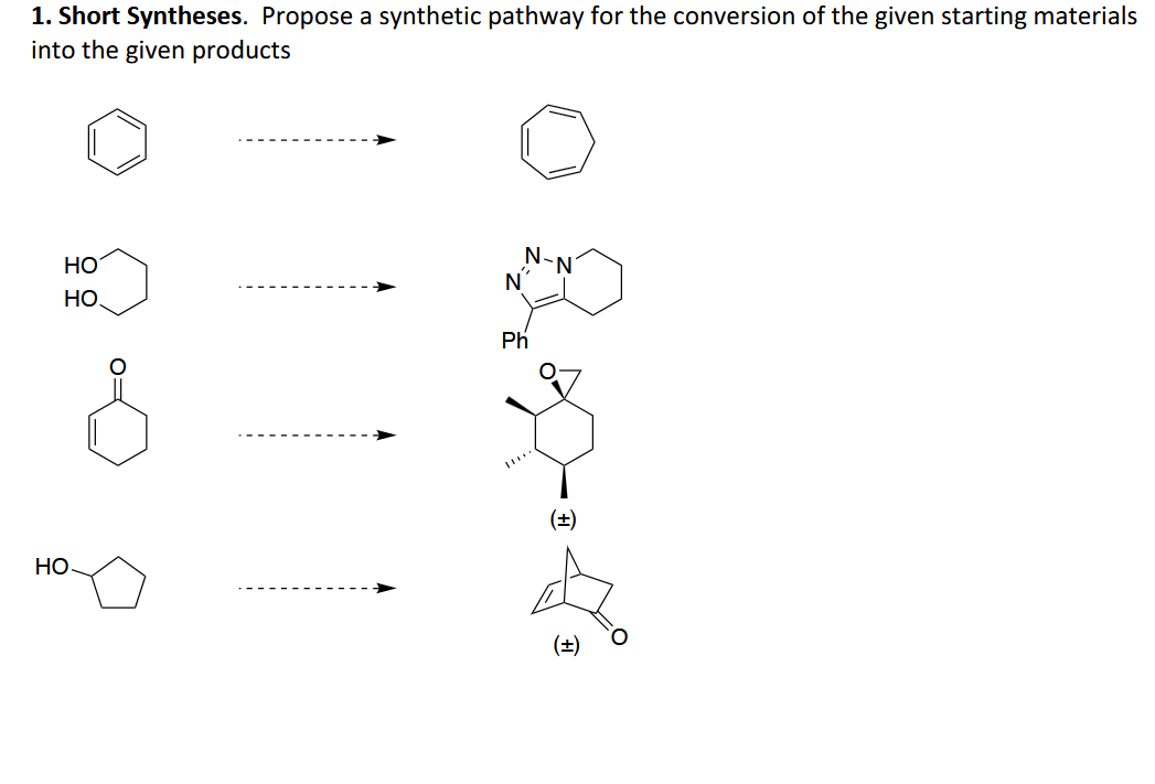 1. ﻿Short Syntheses. Propose a synthetic pathway for | Chegg.com
