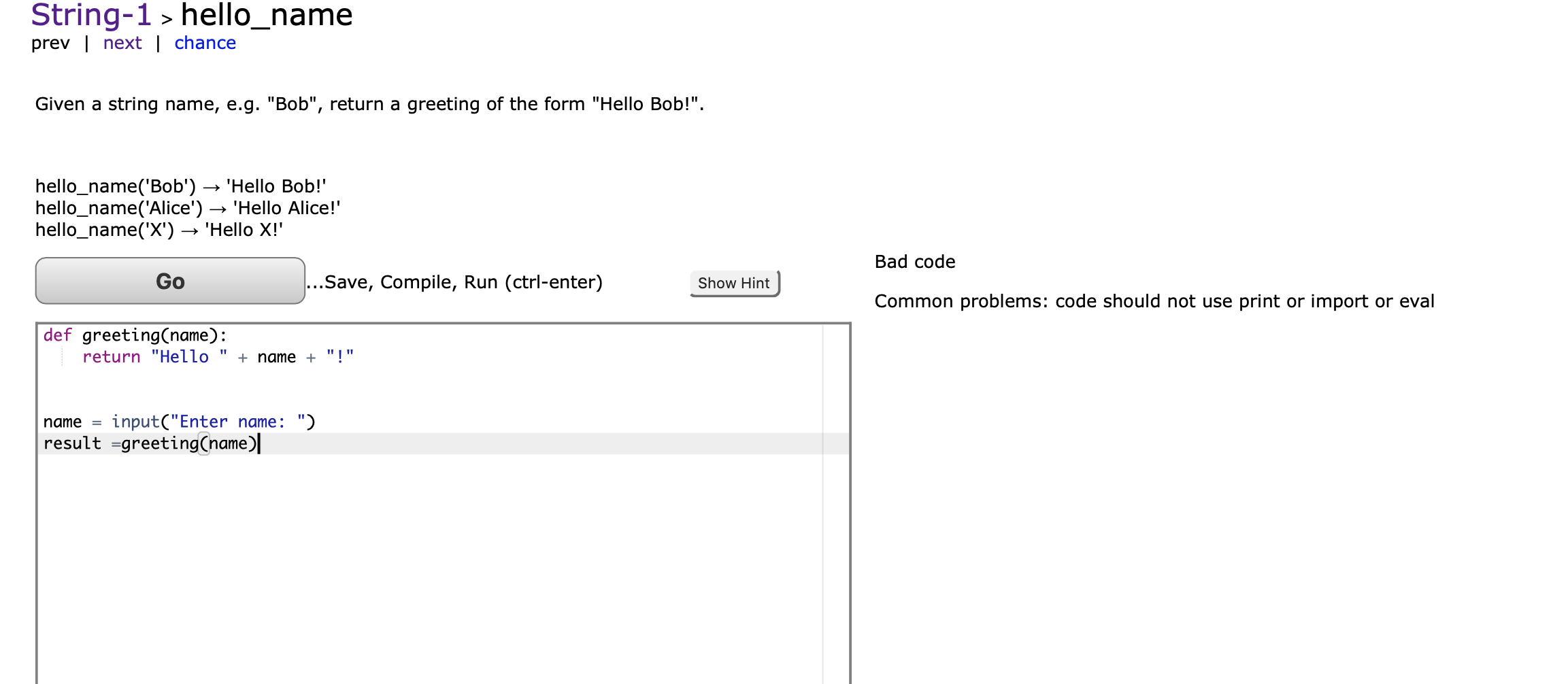 Solved It's codingBat site question. And now I make the | Chegg.com