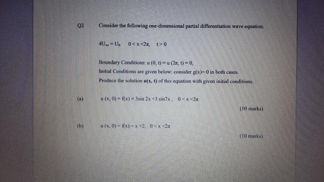 Solved 02 Consider the following one dimensional partial | Chegg.com
