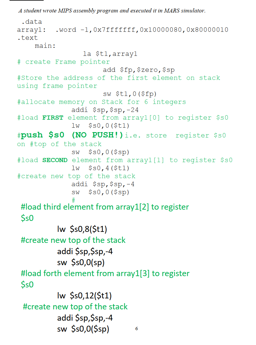 Solved A student wrote MIPS assembly program and executed it | Chegg.com