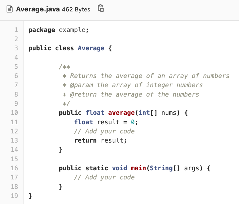 Solved Calculate The Average Of An Array Of Numbers A Class Chegg