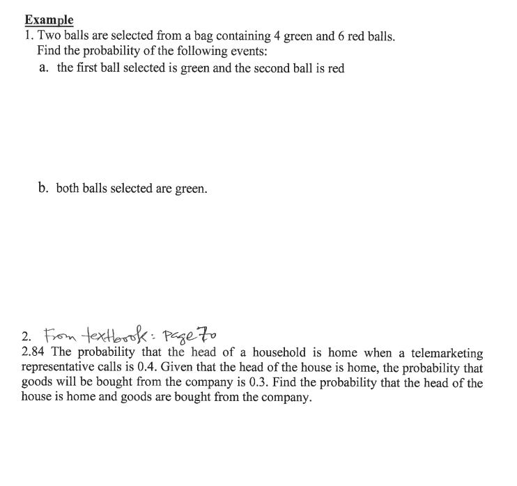 Solved Example 1. Two balls are selected from a bag | Chegg.com
