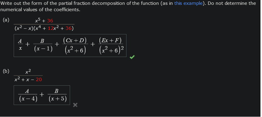 Solved Write out the form of the partial fraction | Chegg.com