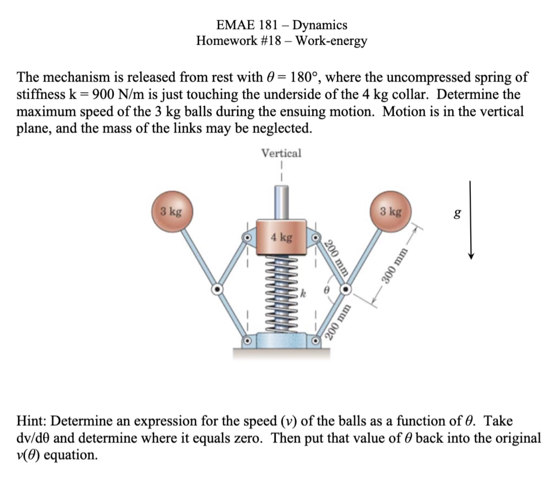 Solved The mechanism is released from rest with θ=180∘, | Chegg.com