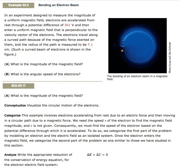 Solved Example 22.3 Bending an Electron Beam In an | Chegg.com