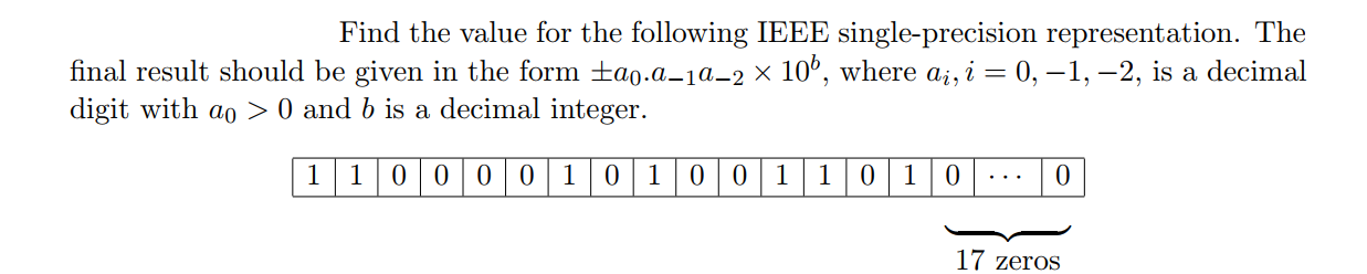 Solved Find the value for the following IEEE | Chegg.com