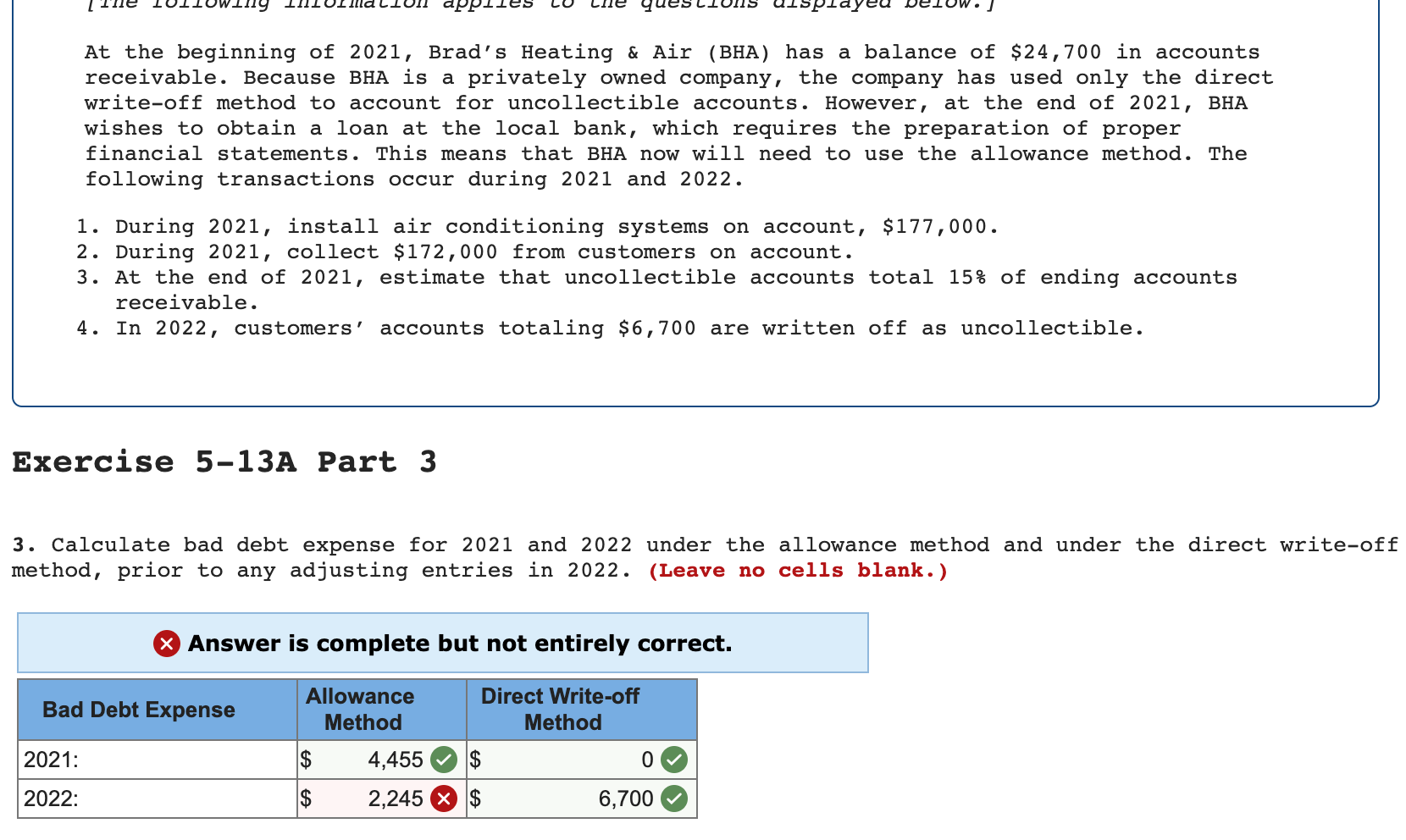 Solved 3. Calculate bad debt expense for 2021 and 2022 under | Chegg.com