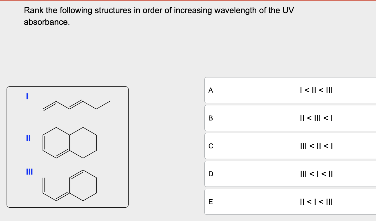 Solved Rank the following structures in ﻿order of | Chegg.com