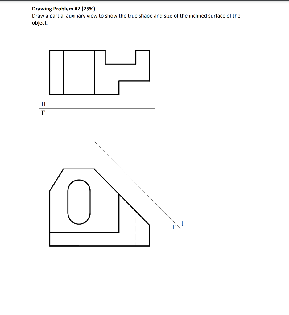 Solved Drawing Problem #2 (25%) Draw a partial auxiliary | Chegg.com
