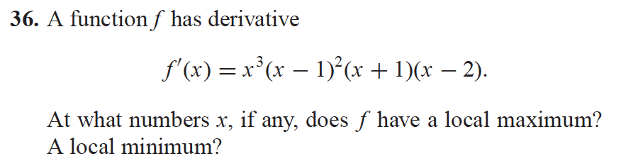 Solved 36. A function f has derivative | Chegg.com