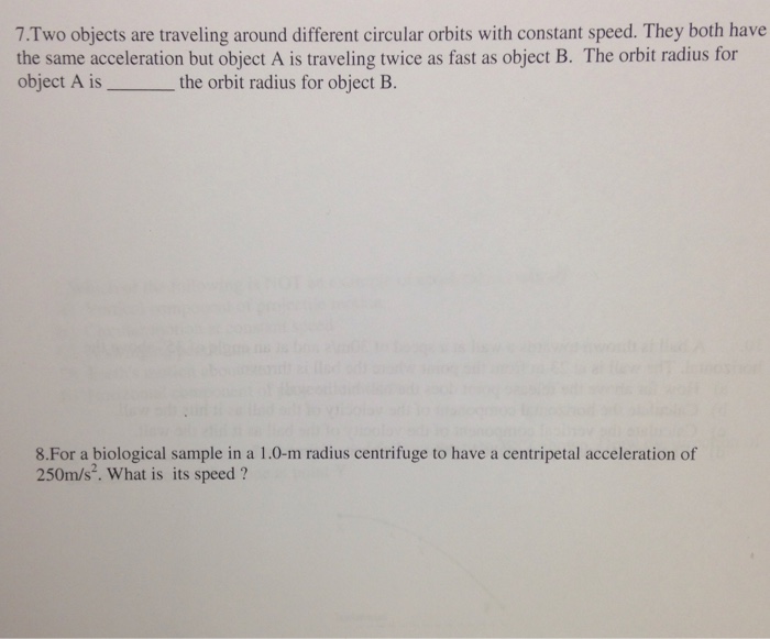 Solved Two objects are traveling around different circular | Chegg.com