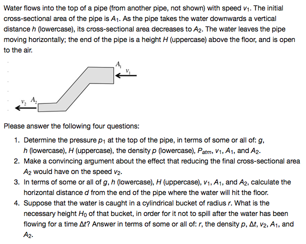 Solved Water flows into the top of a pipe (from another | Chegg.com