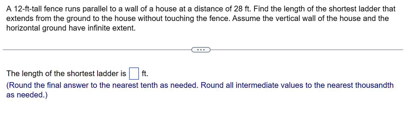 Solved A 12-ft-tall fence runs parallel to a wall of a house | Chegg.com