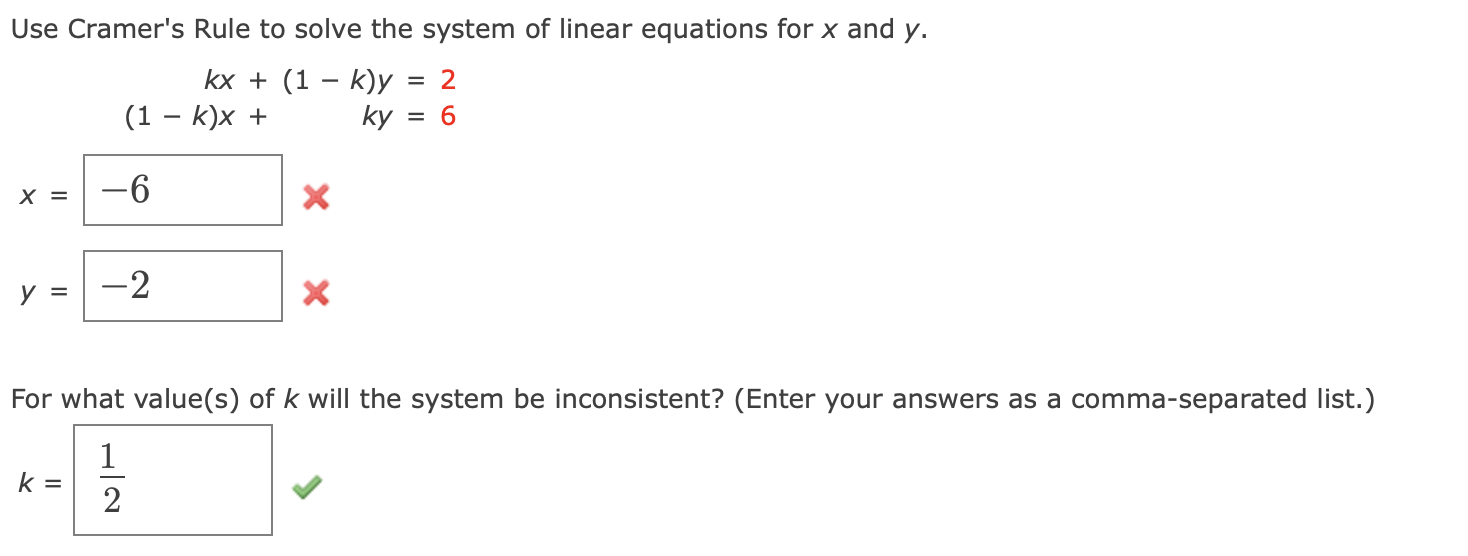 Solved Use Cramer's Rule to solve the system of linear | Chegg.com