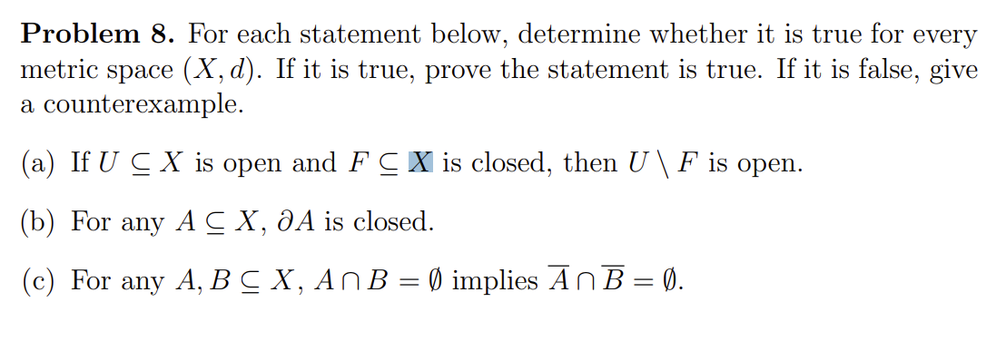Solved Problem 8. For each statement below, determine | Chegg.com
