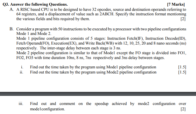 Solved [2] Q3. Answer the following Questions. [7 Marks) A. | Chegg.com