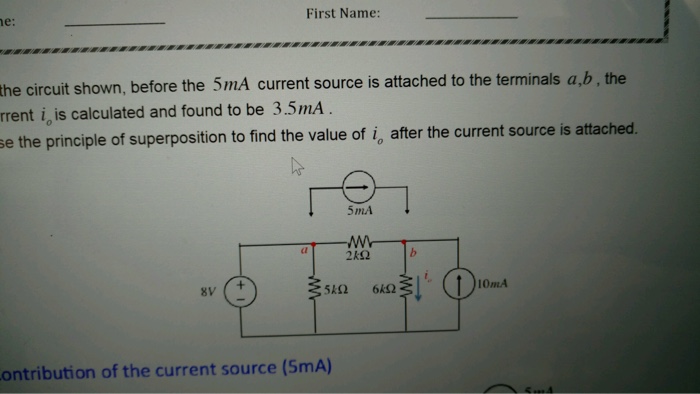 Solved the circuit shown, before the 5mA current source is | Chegg.com