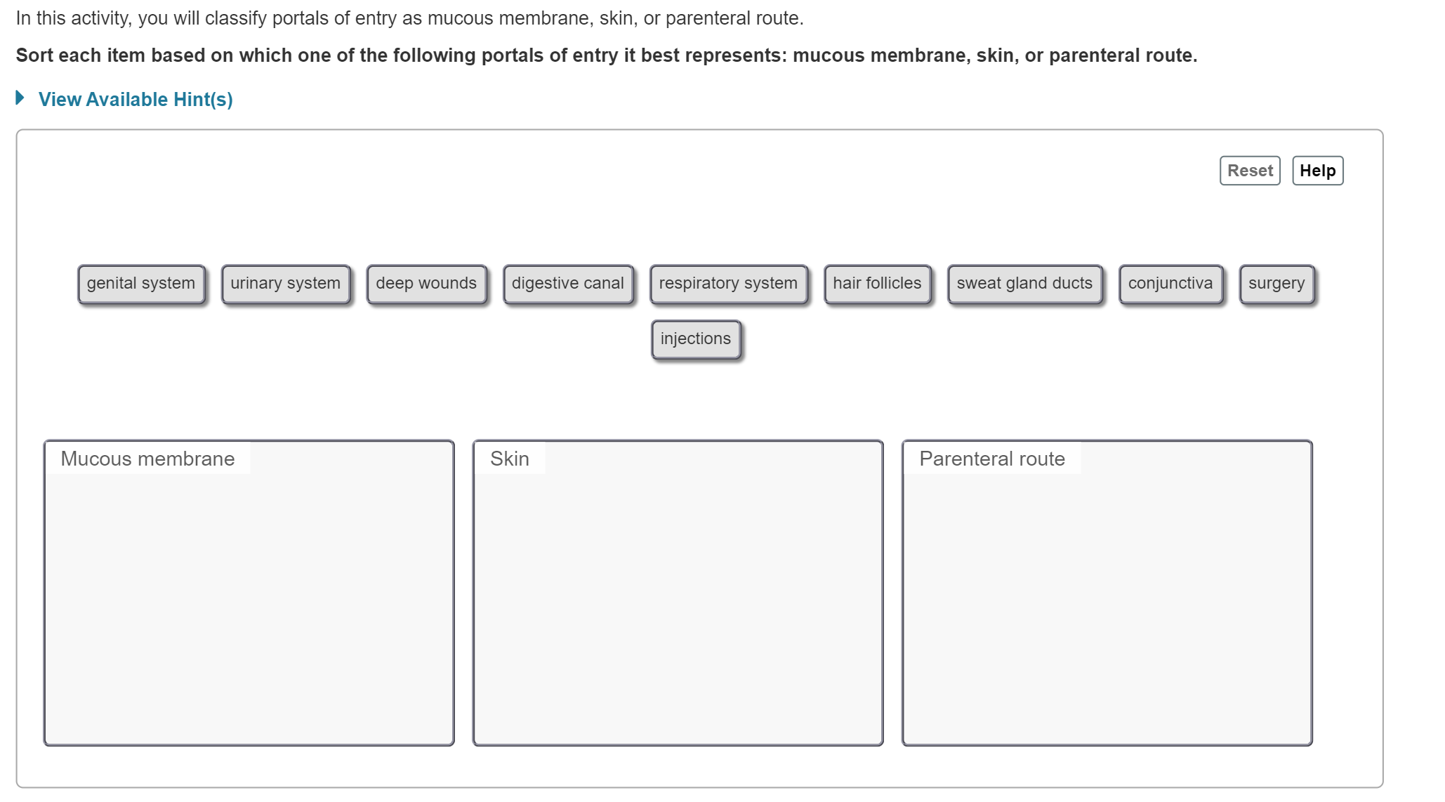 Solved In this activity, you will classify portals of entry | Chegg.com